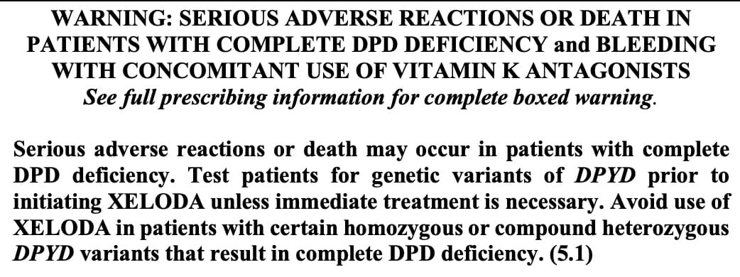 Updated FDA-approved label for Xeloda (capecitabine)